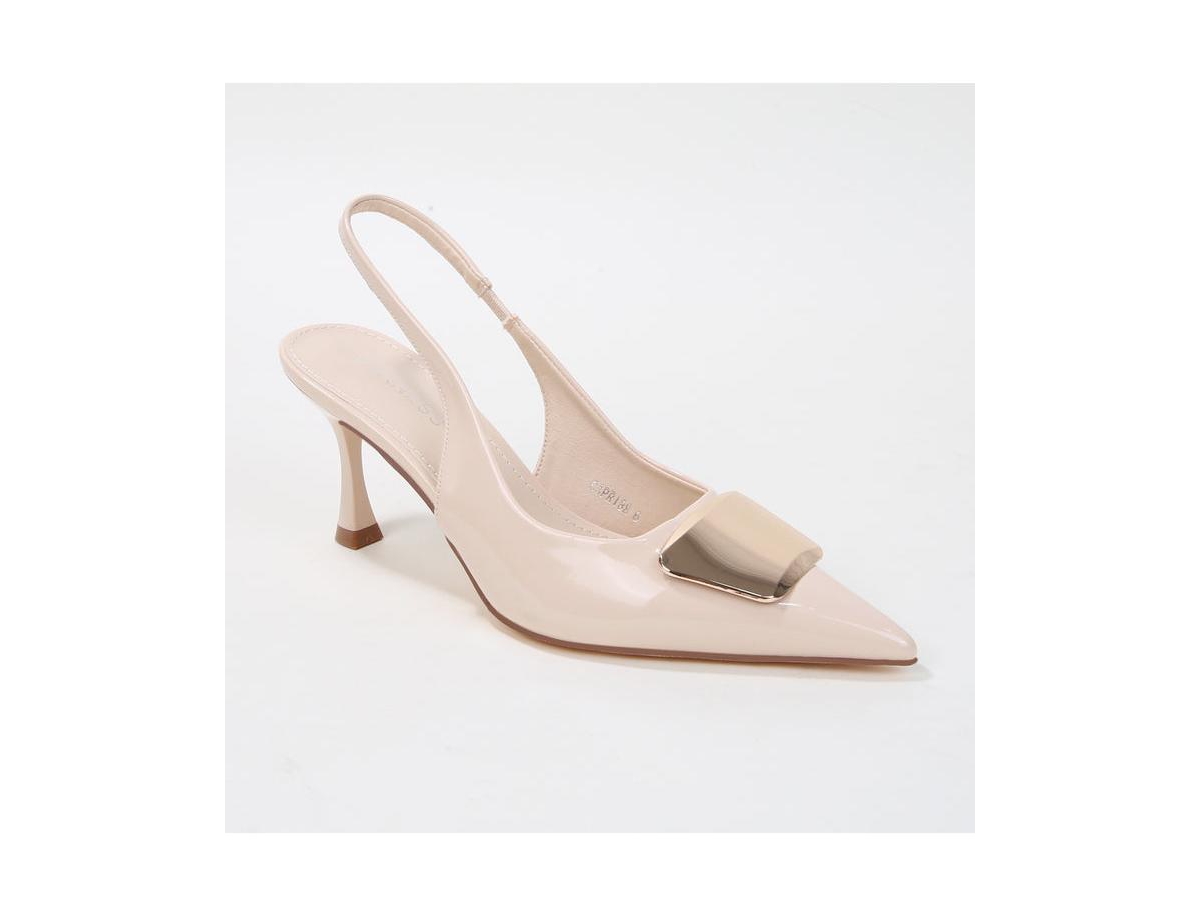 Click here for Berness Capri Slingback with Metal Accent - Beige prices