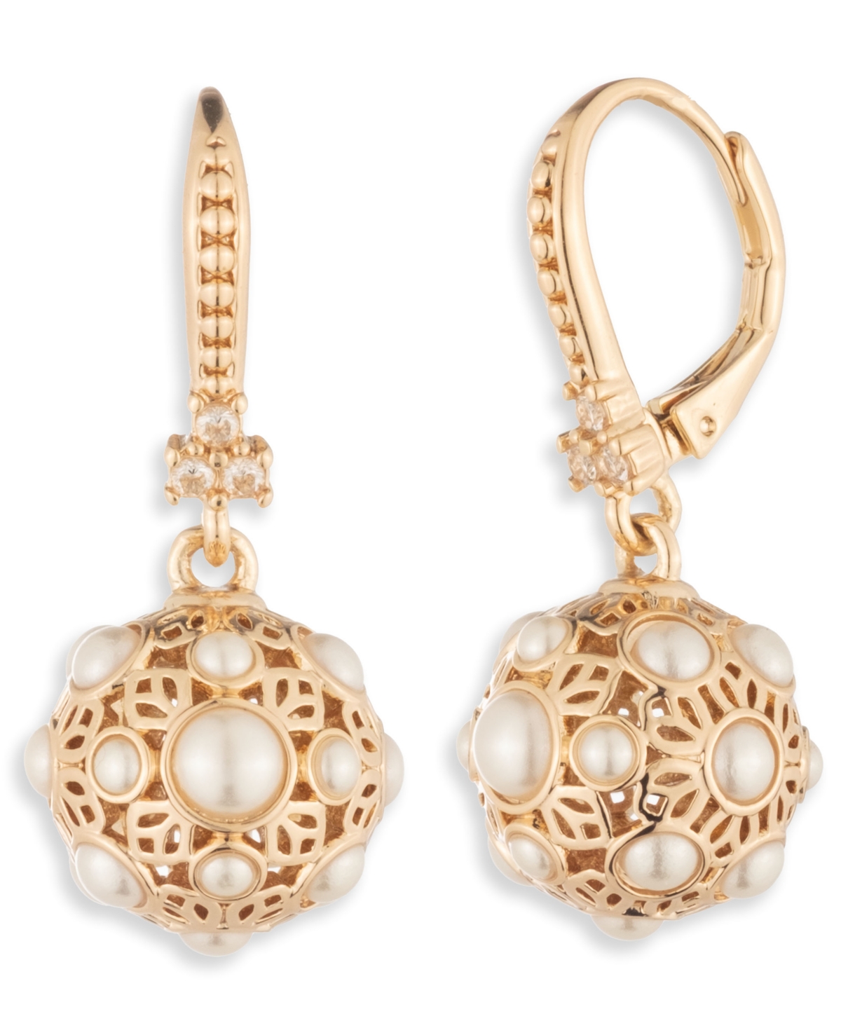 Click here for Marchesa Gold Tone Mixed Imitation Pearl Drop Earr... prices