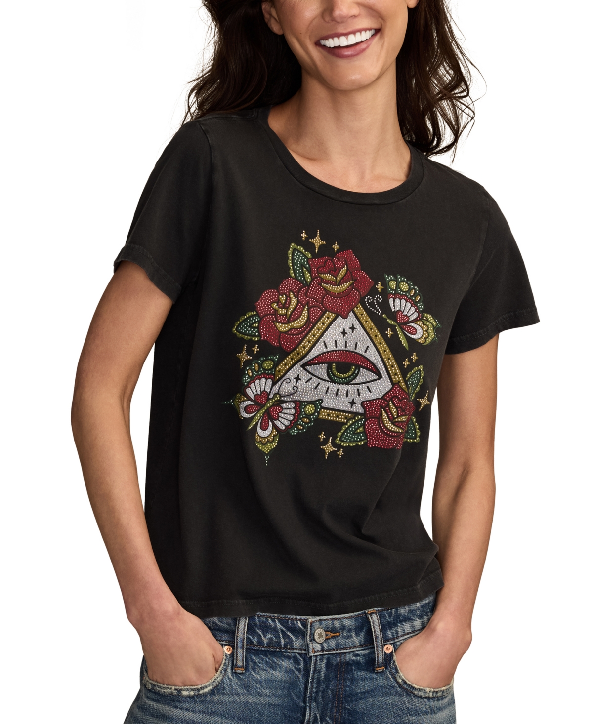 Click here for Lucky Brand Womens Tattoo Pyramid Crew Neck T-Shir... prices