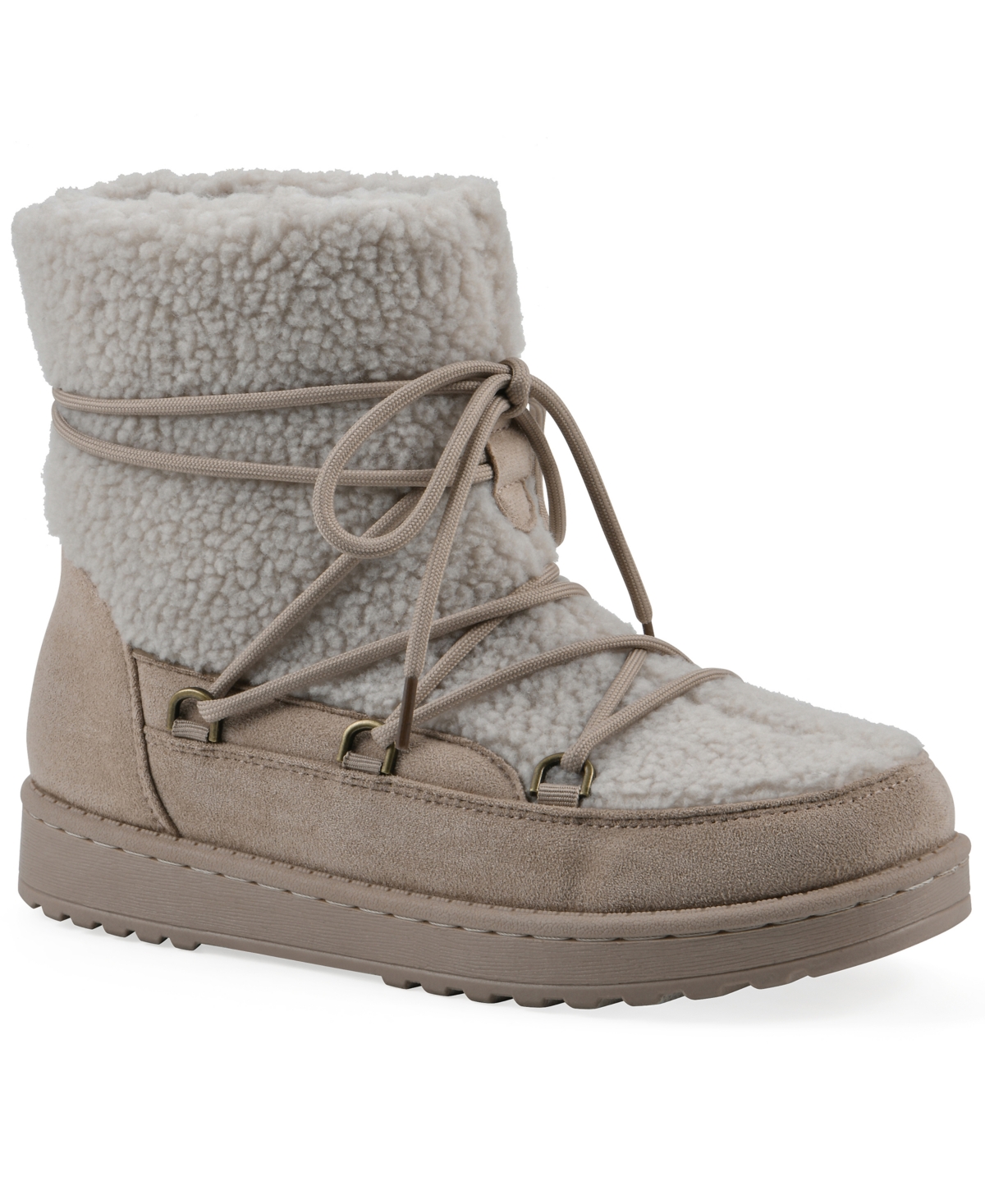 Click here for White Mountain Womens Isador Faux Sherpa Lace-up B... prices