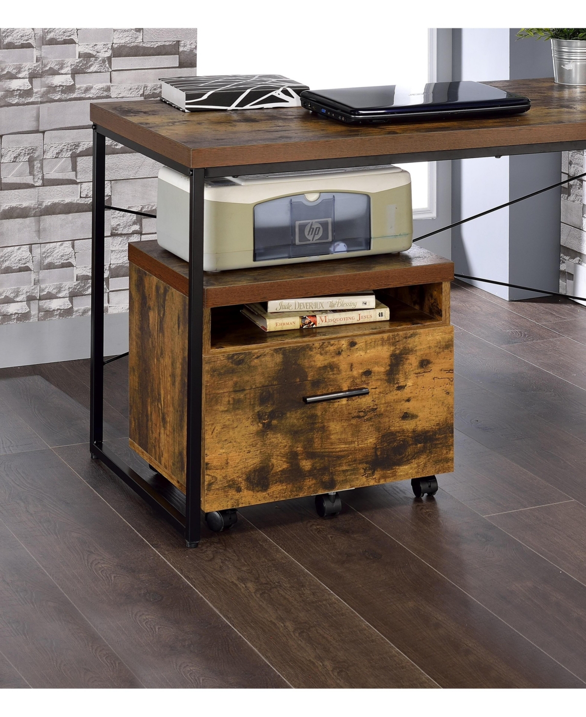 Click here for Rectangular File Cabinet with Weathered Oak Top Bl... prices