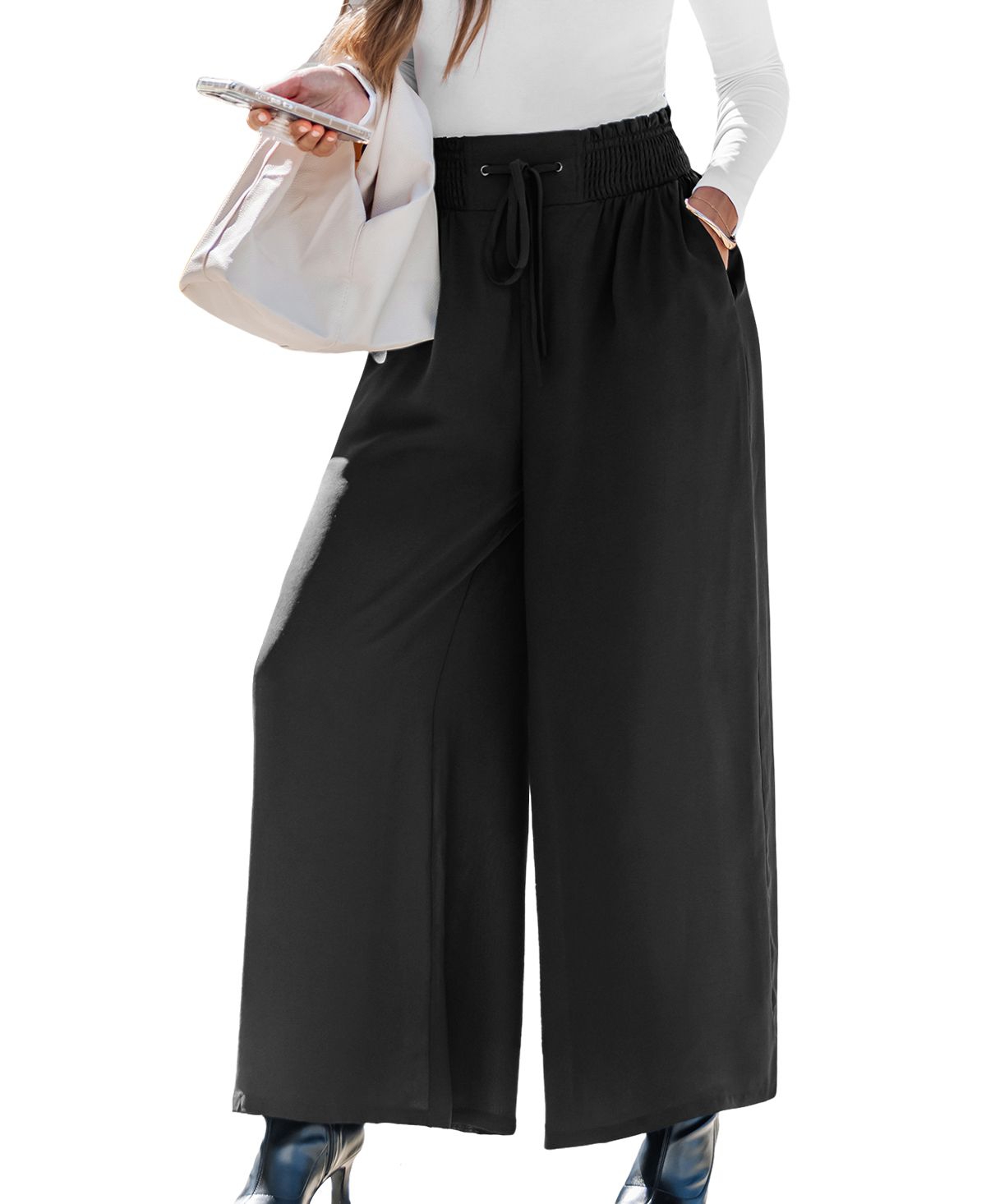 Click here for Cupshe Womens Tailored Flow Black Pants - Black prices