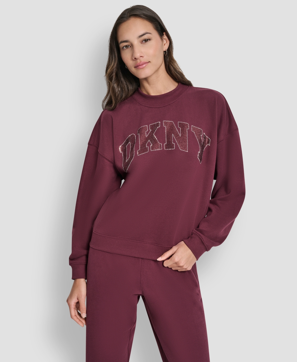 Click here for Dkny Womens Exploded Rhinestone Varsity Logo Sweat... prices