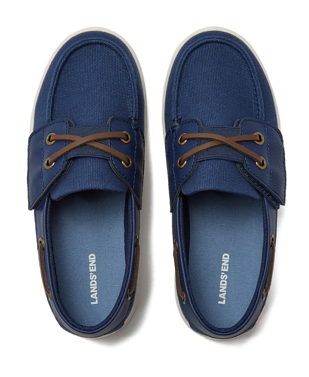 Click here for Lands End Kids Canvas Easy On Boat Shoes - Deep se... prices