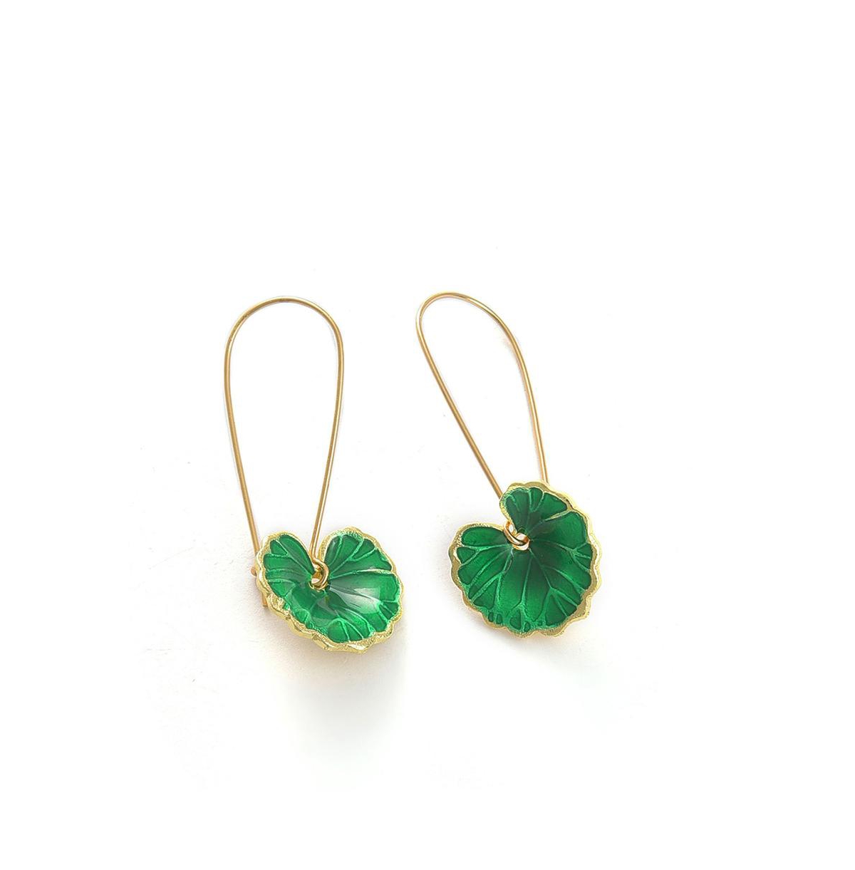 Click here for Sohi Womens Green Lotus Leaf Drop Earrings - Green prices
