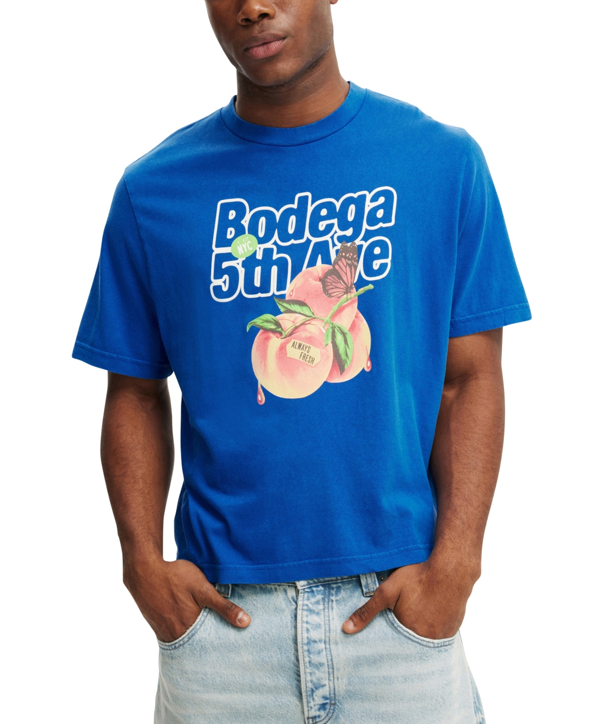 Click here for Cotton On Mens Cropped Fit Graphic T-Shirt - Royal... prices