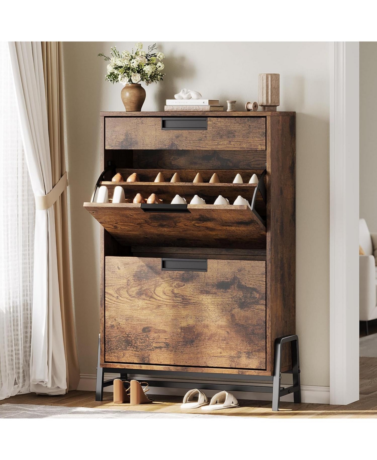 Click here for Shoe Storage Organizer with 2 Flip Drawers and 1 D... prices