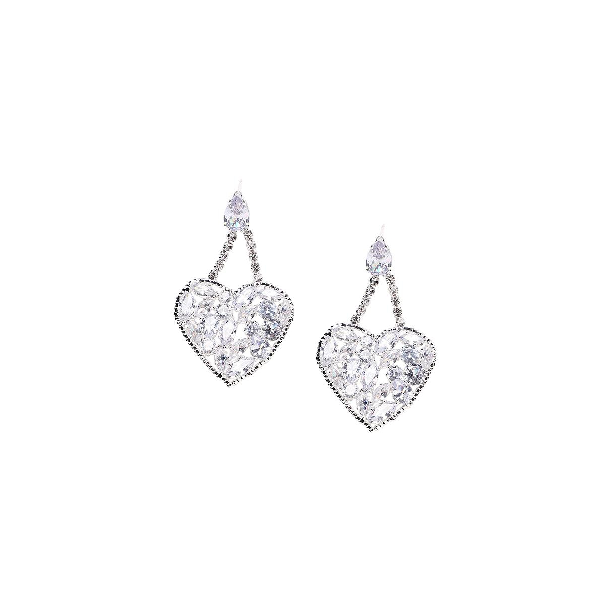 Click here for Sohi Womens Heart Drop Earrings - Silver prices
