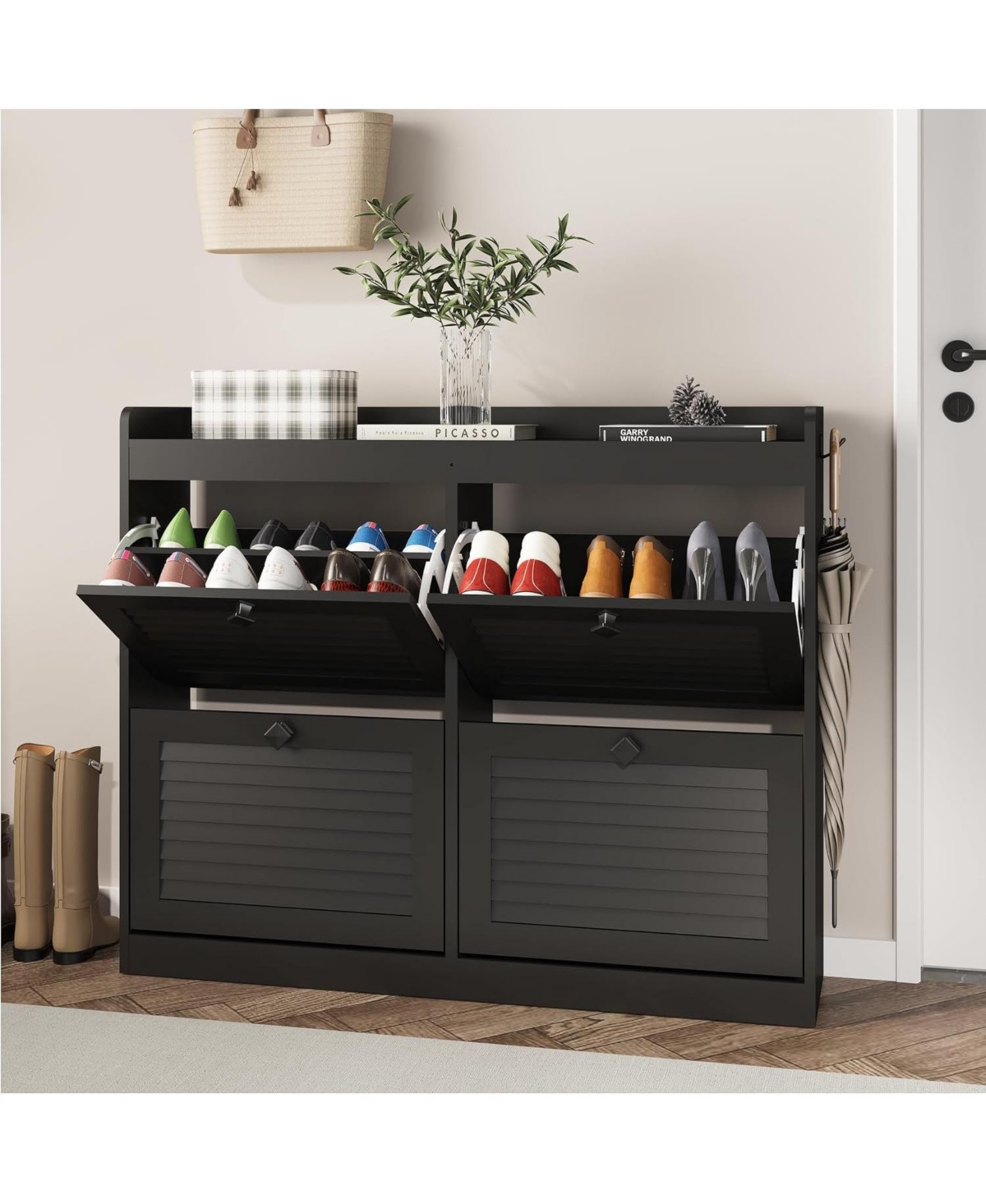Click here for gaomon Large Shoe Storage Cabinet with 4 Flip Draw... prices