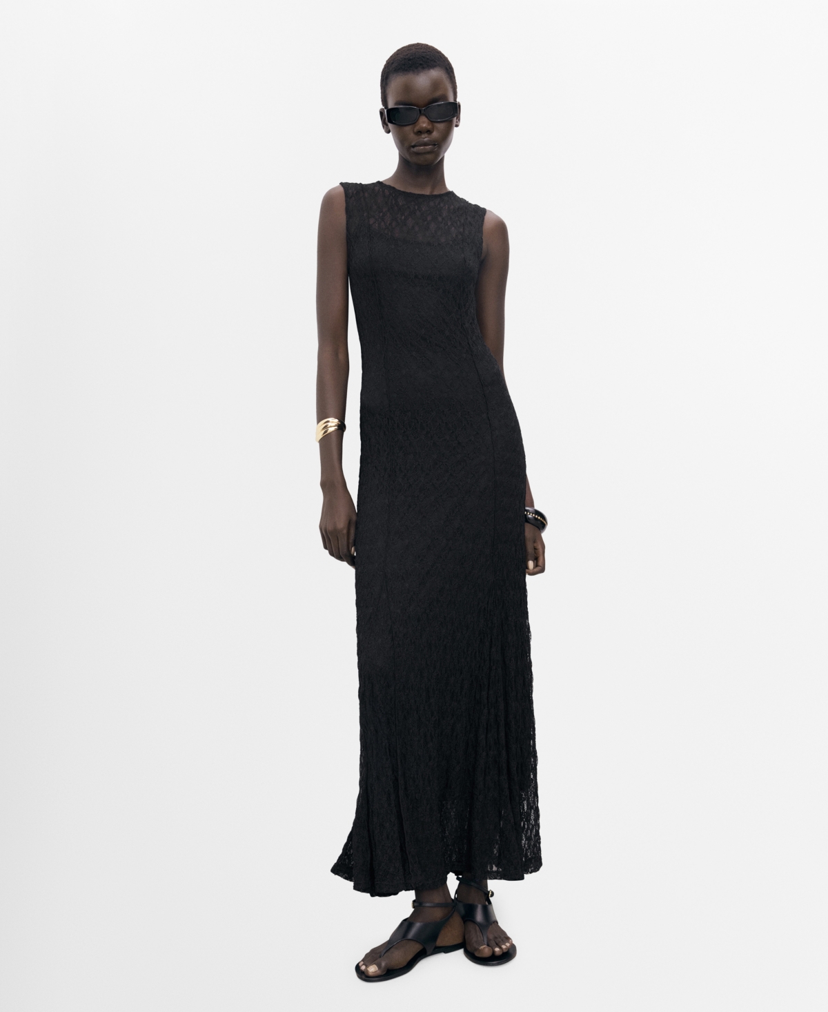Click here for Mango Womens Long Lace Dress - Black prices