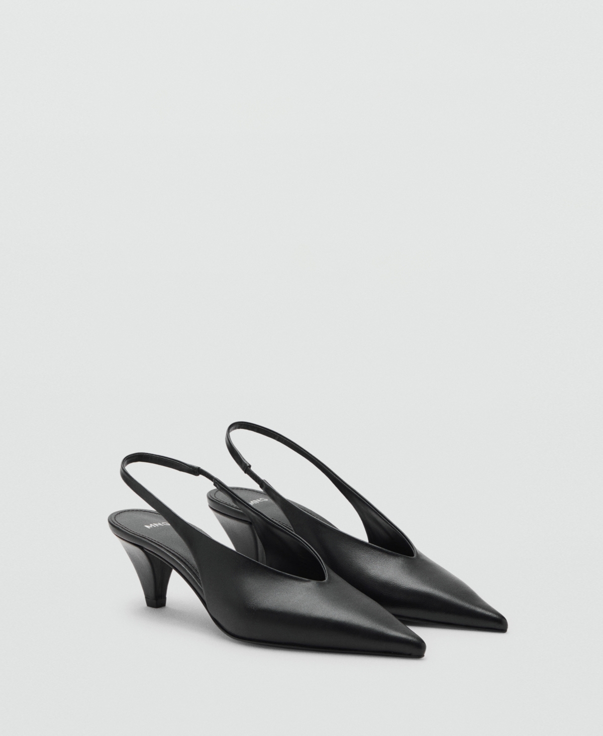 Click here for Mango Womens Pointed-Toe Leather Heeled Shoes - Bl... prices
