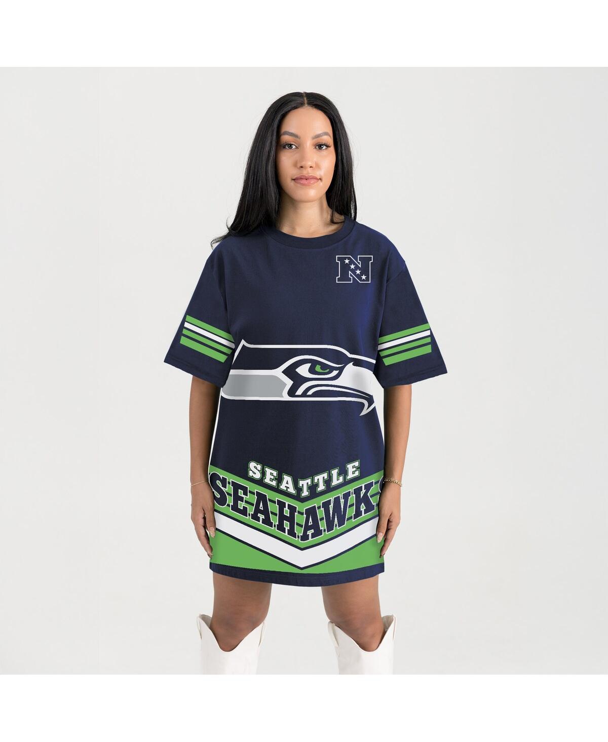 Gameday Couture Womens Navy Seattle Seahawks Perfect Score Vintage T-Shirt Dress - Navy