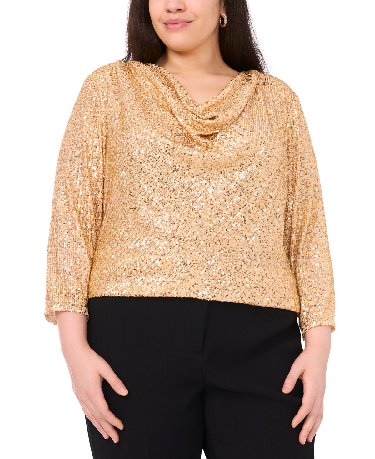 Click here for Vince Camuto Plus Size Drape Neck 3/4-Sleeve Top -... prices