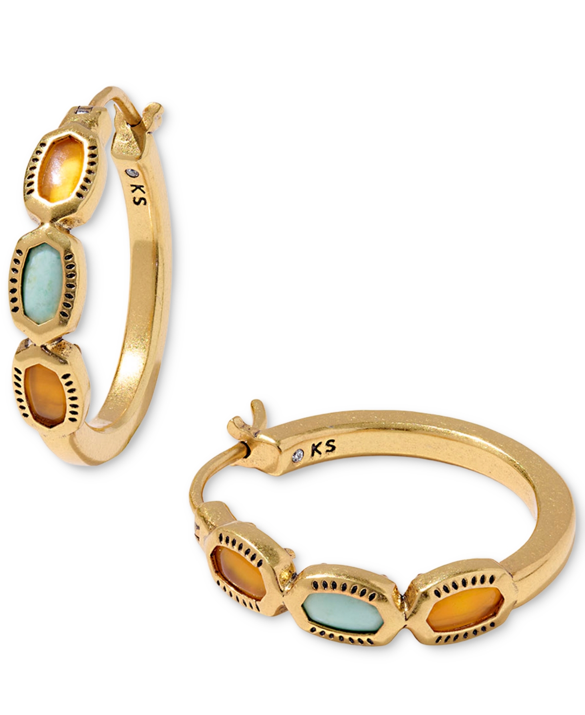 Click here for Kendra Scott Mini Elisa Multi-Stone Gold-Tone Hoop... prices