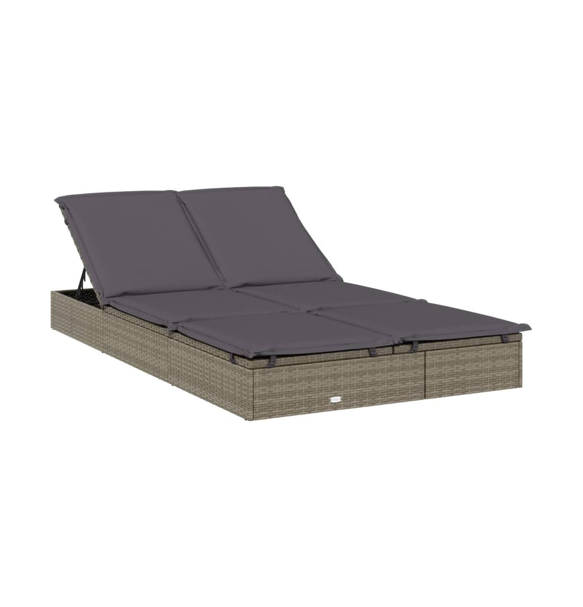 Click here for Sunbed Grey Pe rattan  Steel Double Adjustable Arm... prices