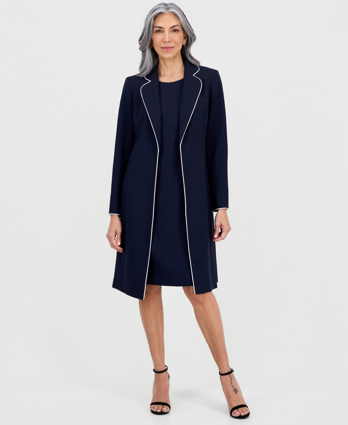 Click here for Le Suit Womens Topper Jacket & Round-Neck Sheath D... prices