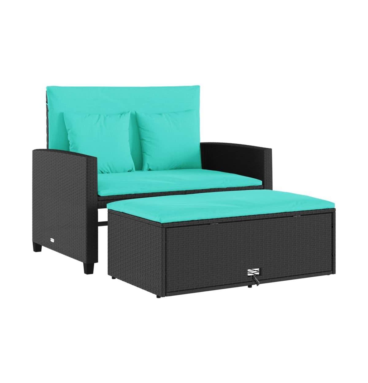 Click here for Patio Sofa Black Pe Rattan 2-Seater - Black prices