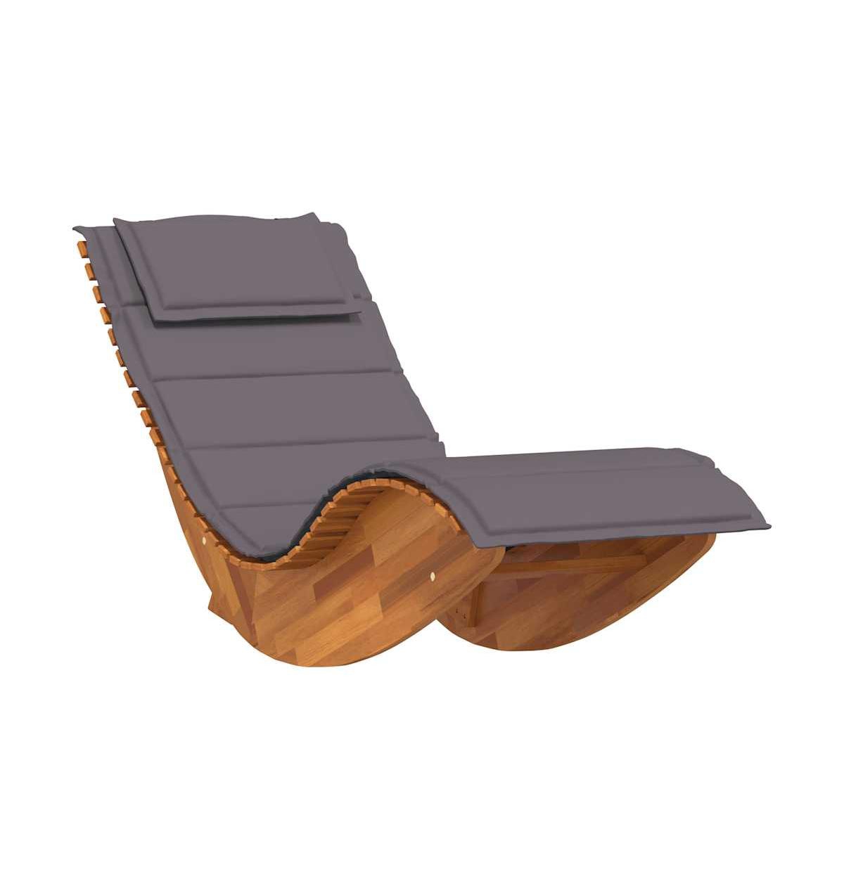 Click here for Sun Lounger Natural Wood  Dark Grey Cushion prices