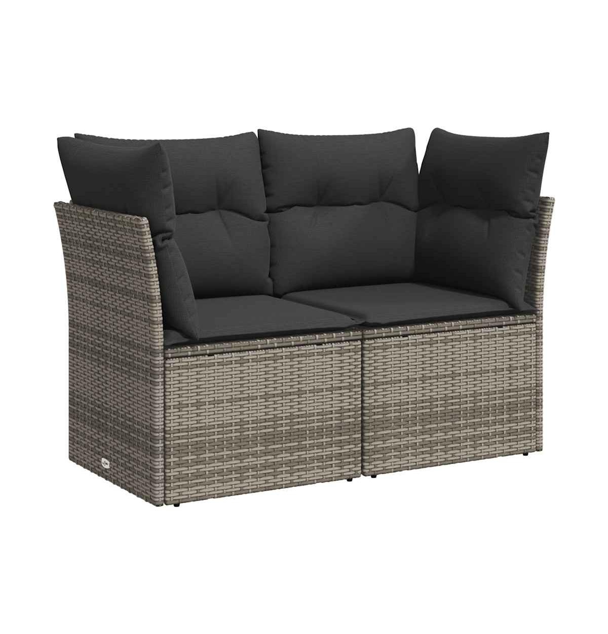 Click here for Garden Sofa Grey Pe rattan  powder-coated steel 2-... prices