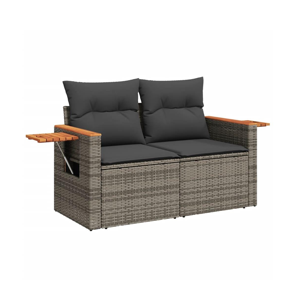 Click here for vidaXL Garden Sofa Gray Pe rattan  Powder-coated s... prices
