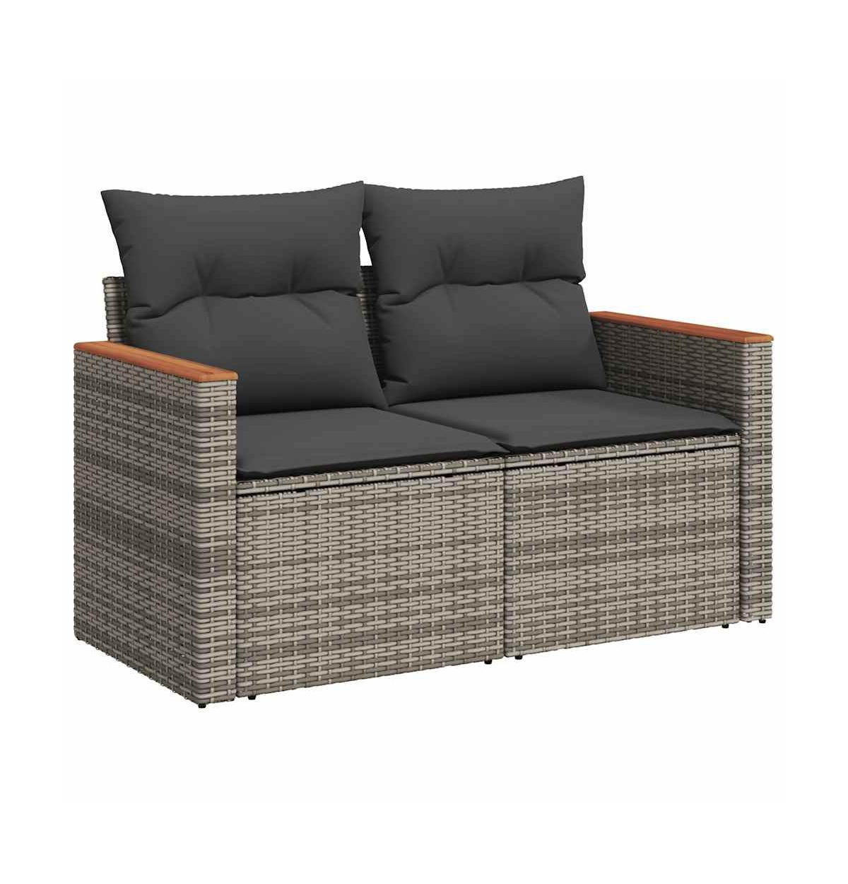 Click here for vidaXL Garden Sofa Grey Pe Rattan  Powder-Coated S... prices