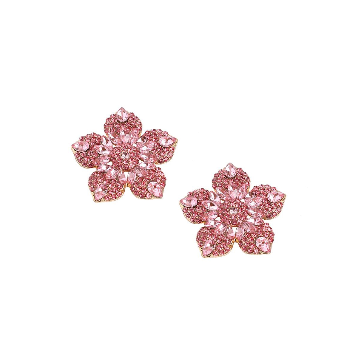 Click here for Sohi Womens Pink Embellished Flower Stud Earrings... prices