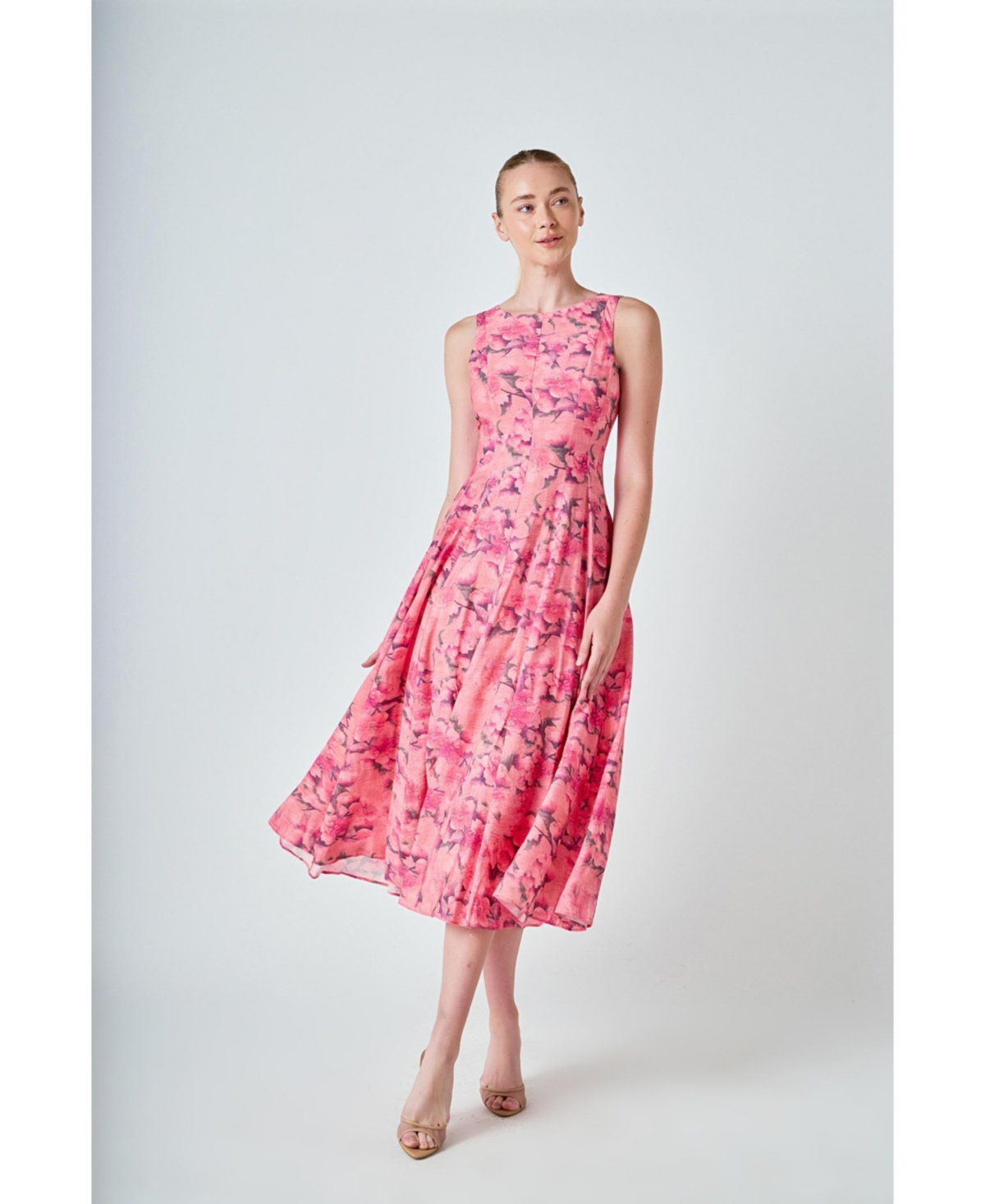 Click here for endless rose Womens Floral Print Midi Dress - Pink... prices