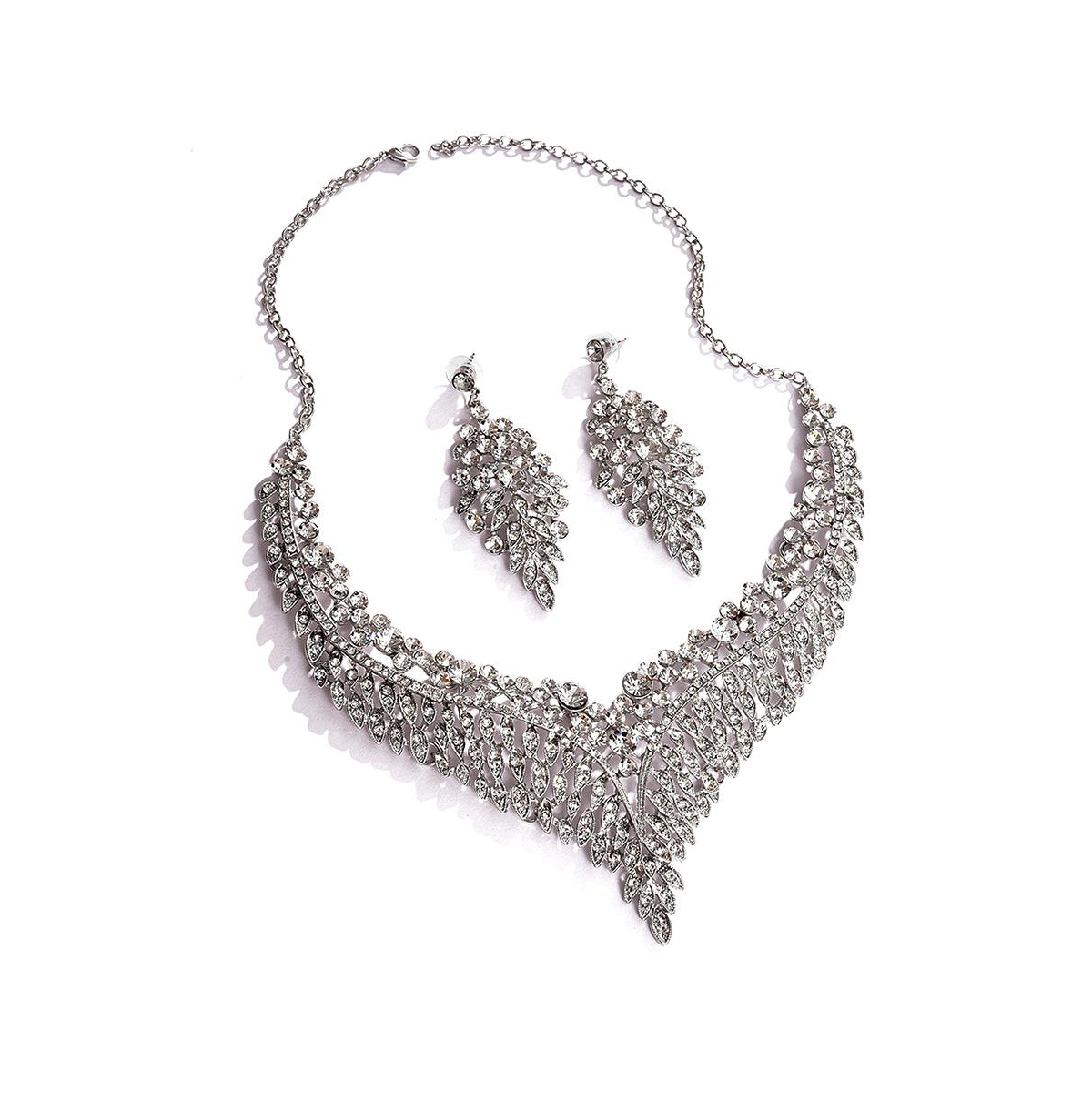 Click here for Sohi Womens Silver Leaf Bling Cluster Necklace And... prices