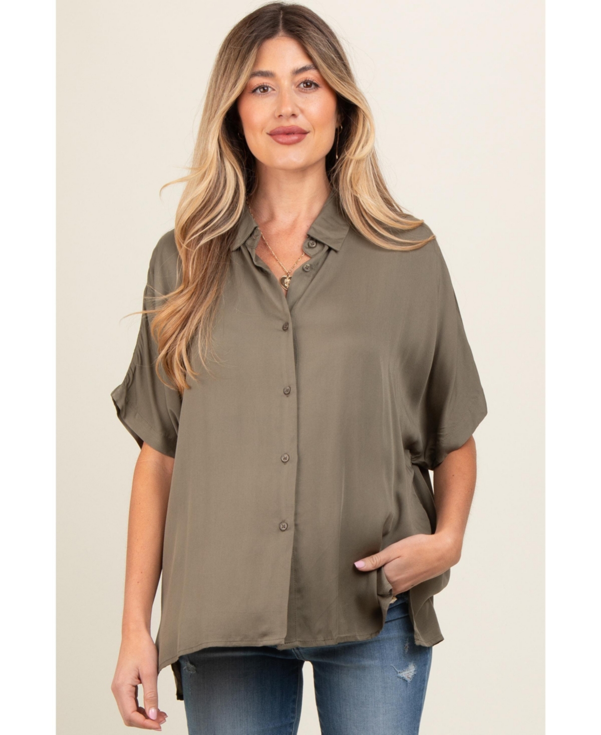 Click here for Pinkblush Maternity Brown Dolman Sleeve Button Dow... prices