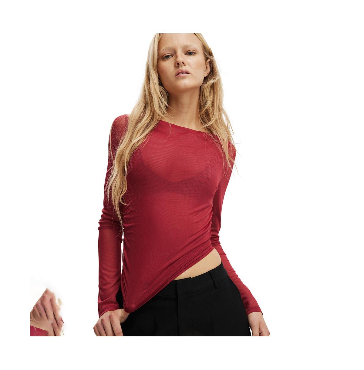 Click here for Cotton On Womens Ashley Mesh Long Sleeve Top - Cra... prices