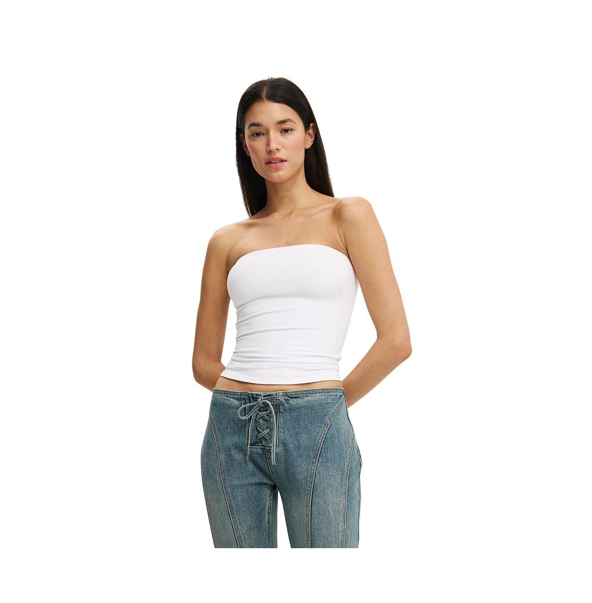 Click here for Cotton On Womens Hold Me Longline Tube - White prices
