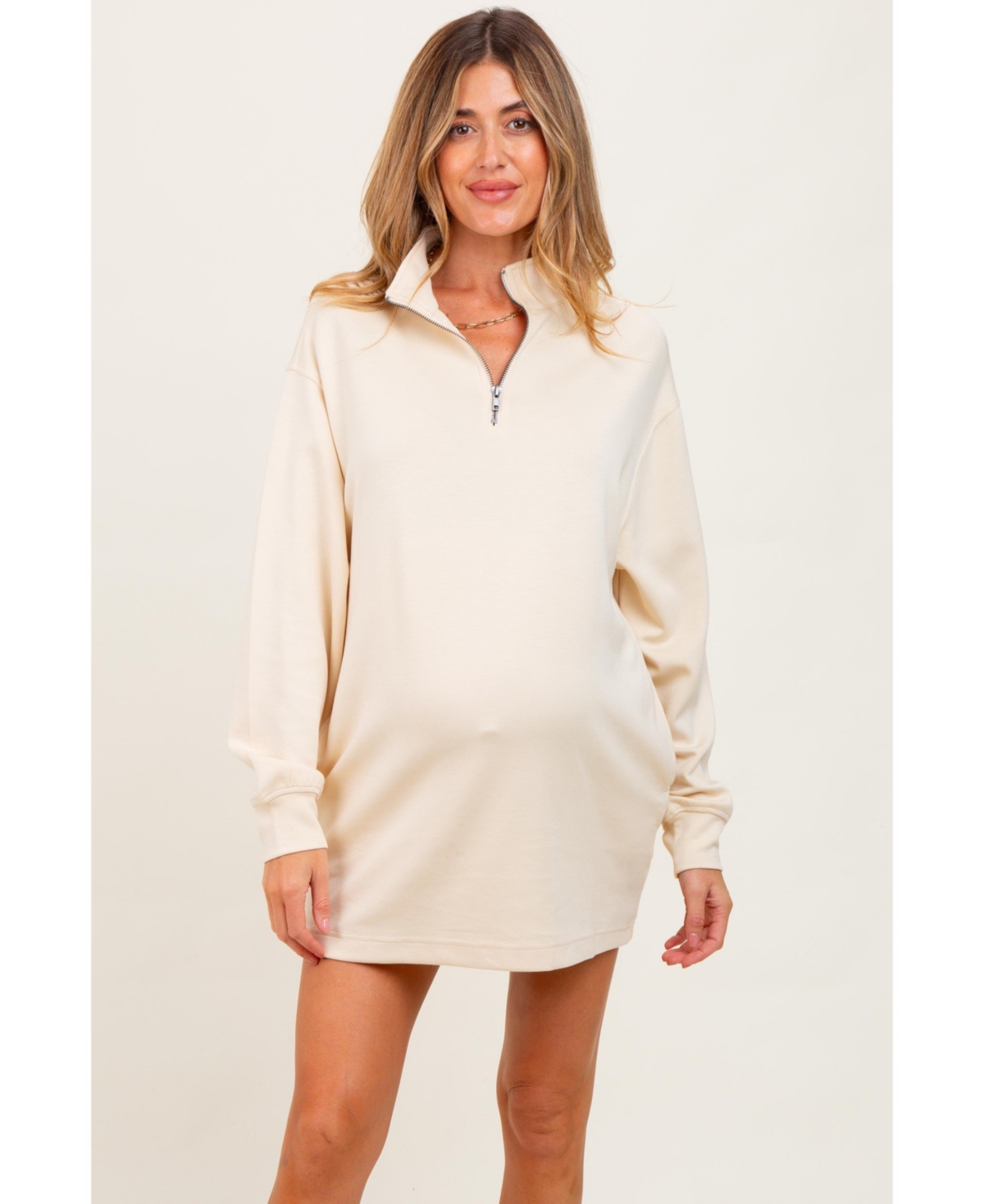 Click here for Pinkblush Maternity Cream Half Zip Long Sleeve Min... prices
