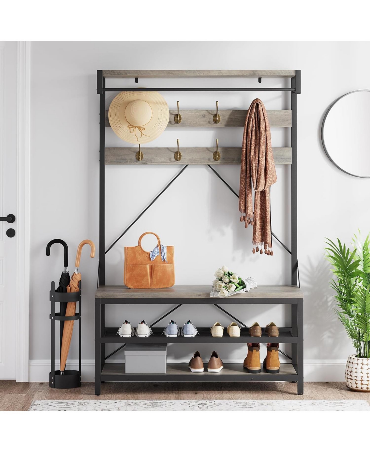 Click here for Coat Rack Shoe Bench 72in Tall Hall Tree Shoe Rack... prices
