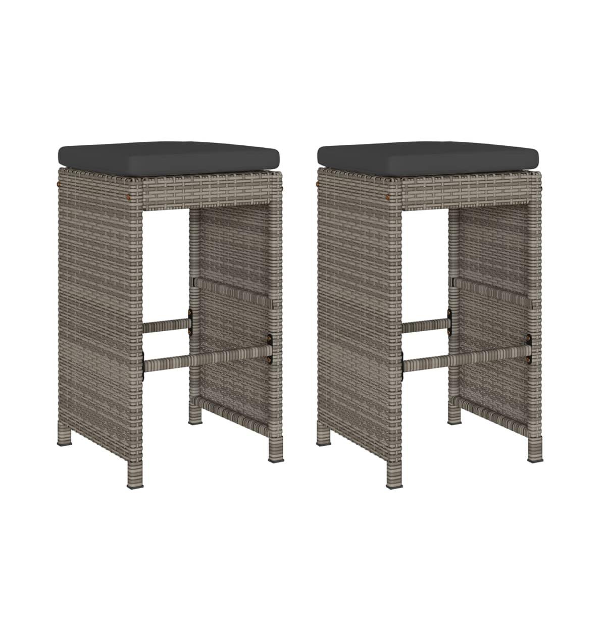 Click here for vidaXL Garden Bar Stool Set of 2 Grey Pe Rattan 15... prices
