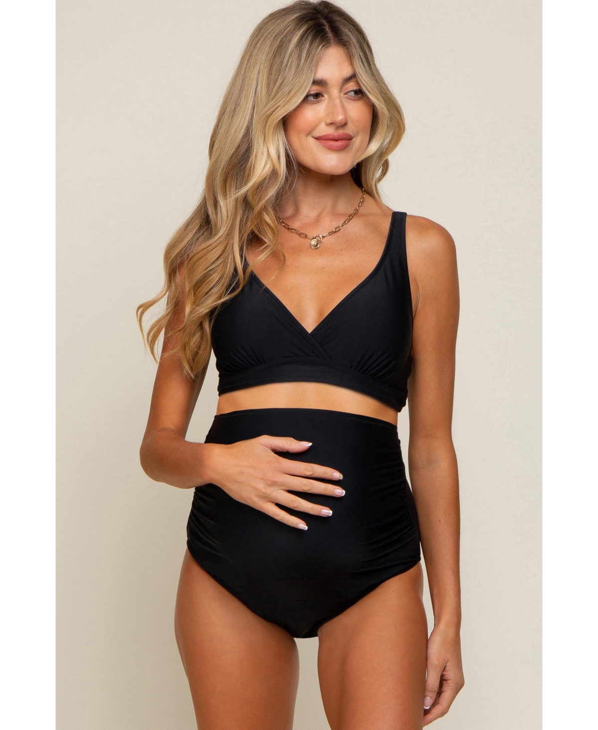 Click here for Pinkblush Maternity Black High Waist Bikini Set -... prices