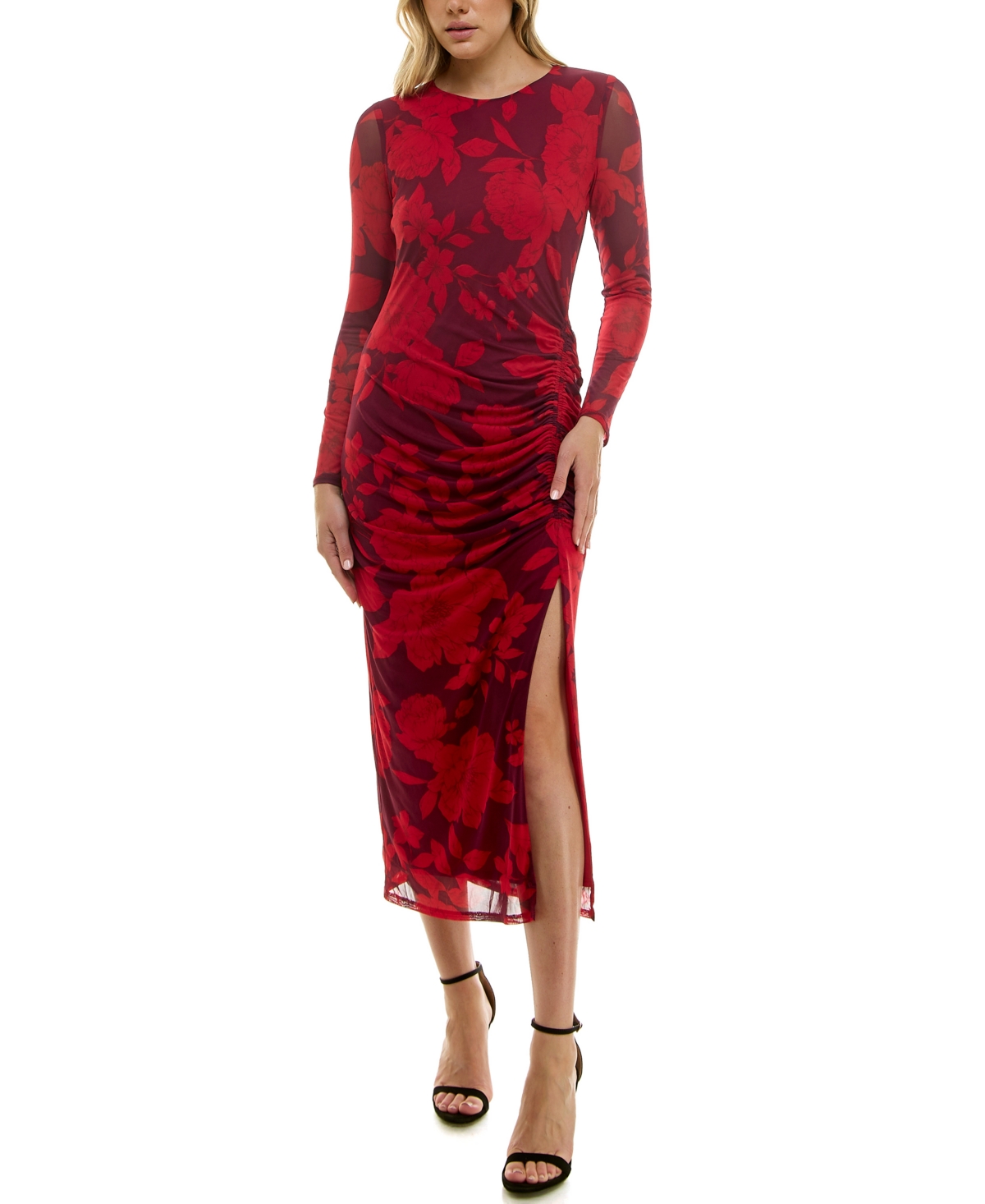 Click here for Taylor Womens Side Ruched Mesh Bodycon Dress - Win... prices