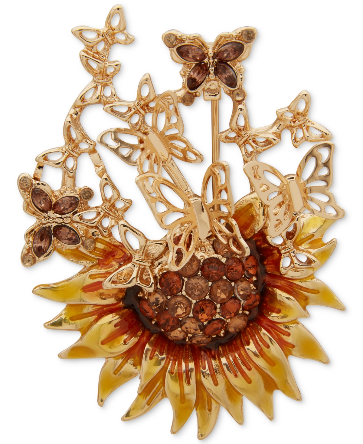 Click here for Anne Klein Multi-Stone Sunflower Butterfly Pin - M... prices