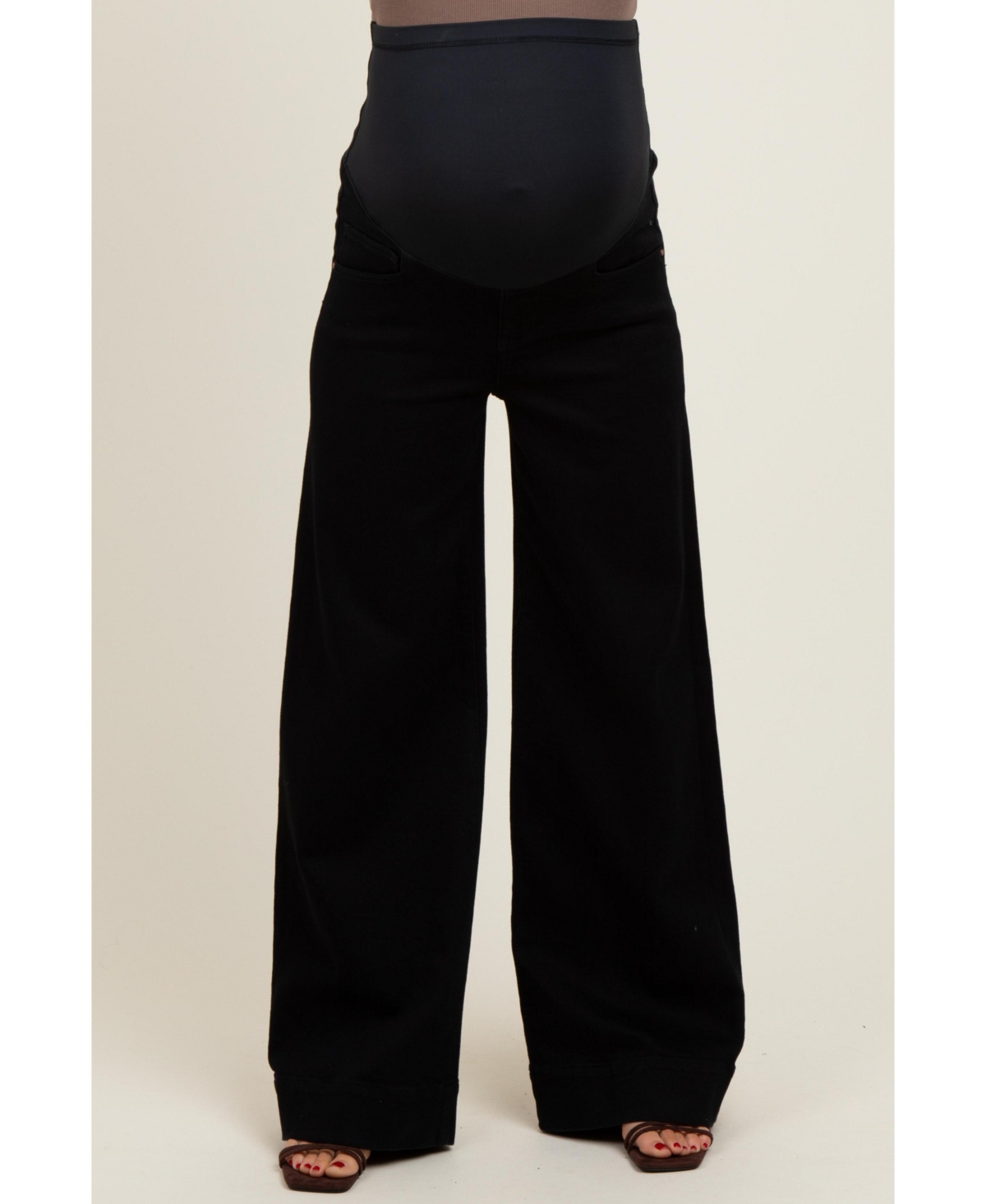 Click here for Pinkblush Maternity Black Super Wide Leg Jeans - B... prices