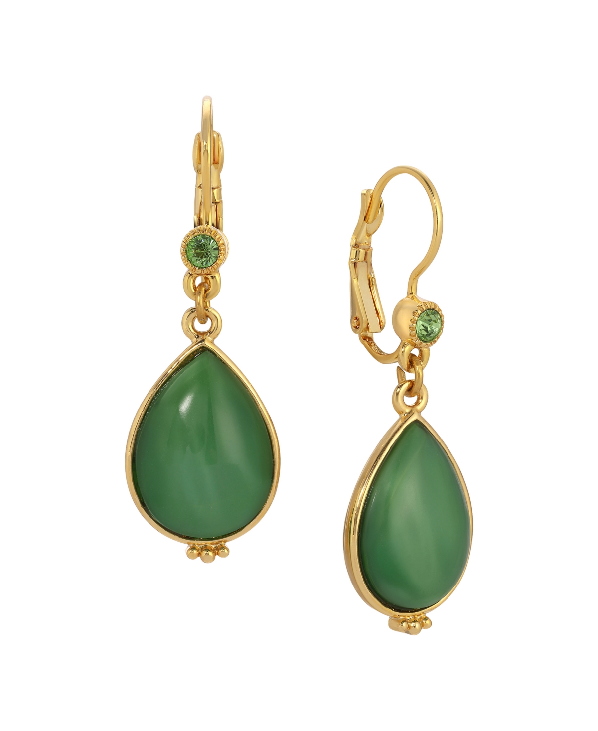 Click here for 2028 Green Moonstone Teardrop Earrings - Green prices