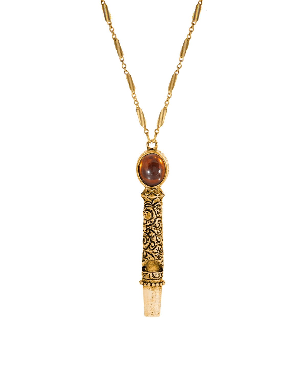 Click here for 2028 Gold Tone Topaz Crystal Whistle Necklace - Ye... prices