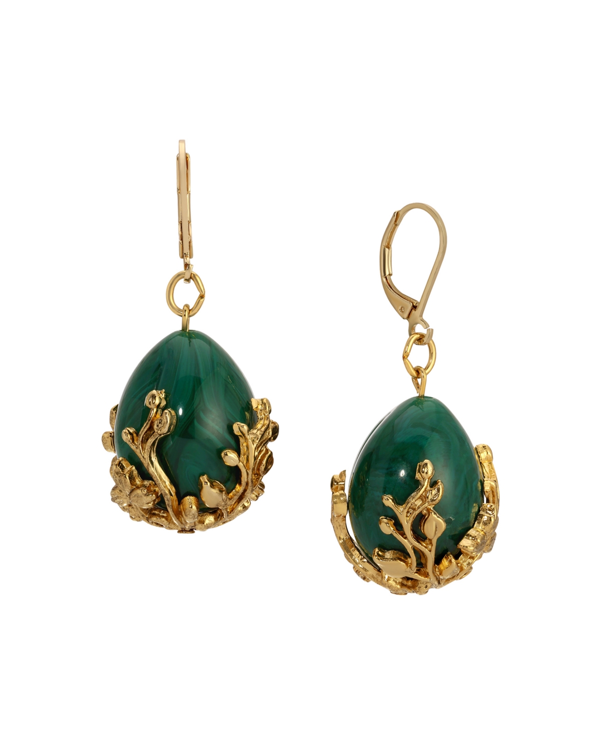 Click here for 2028 Gold Tone Green Gold Bead Drop Earrings - Gre... prices