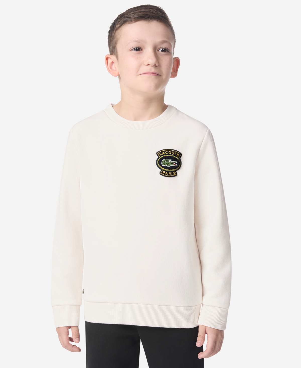 Click here for Lacoste Boys 8-20 Chenille Patch Crewneck Sweatshi... prices