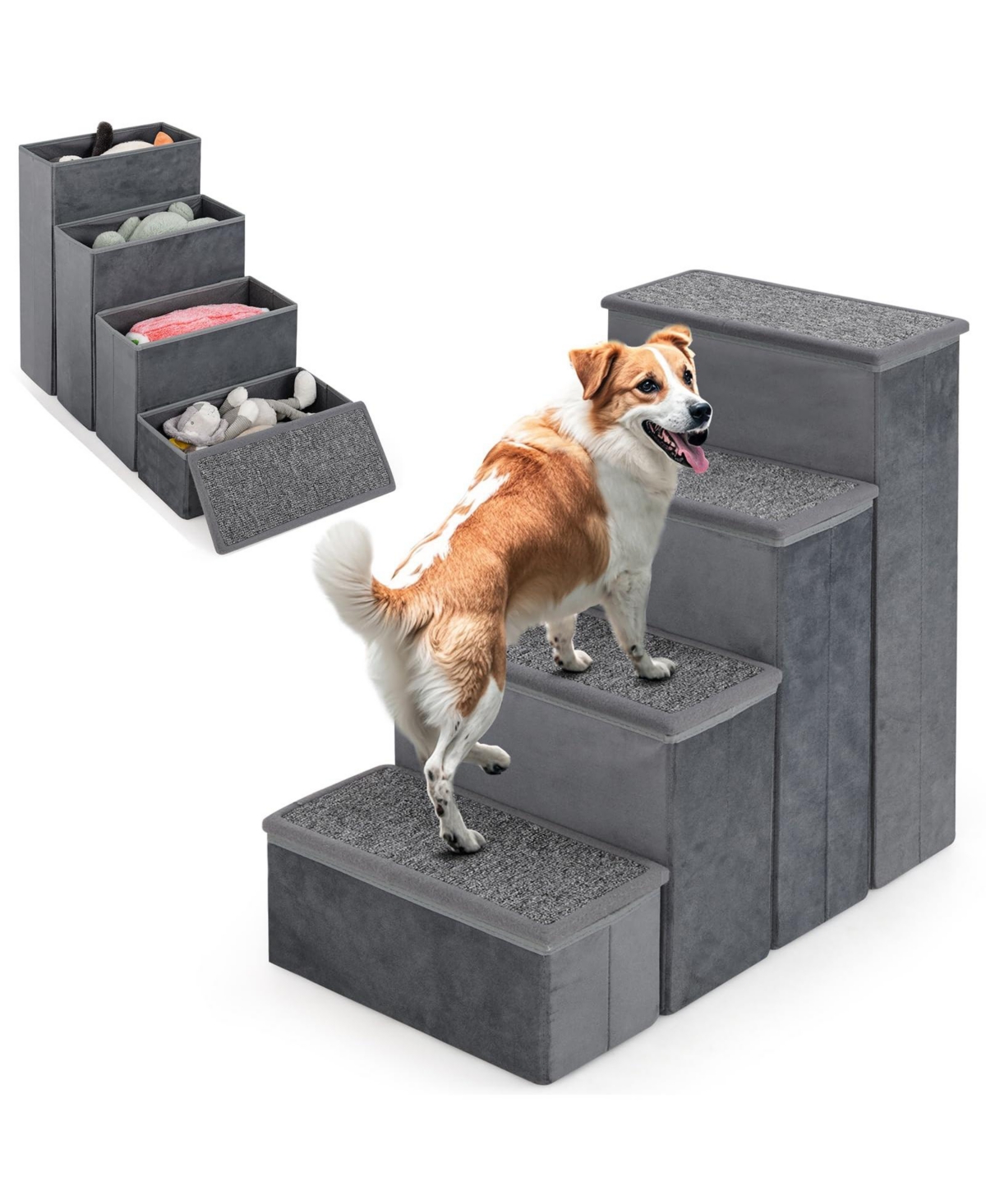 Click here for Ecooso 4-Step Dog Stairs Non-slip Foldable Dog Ram... prices