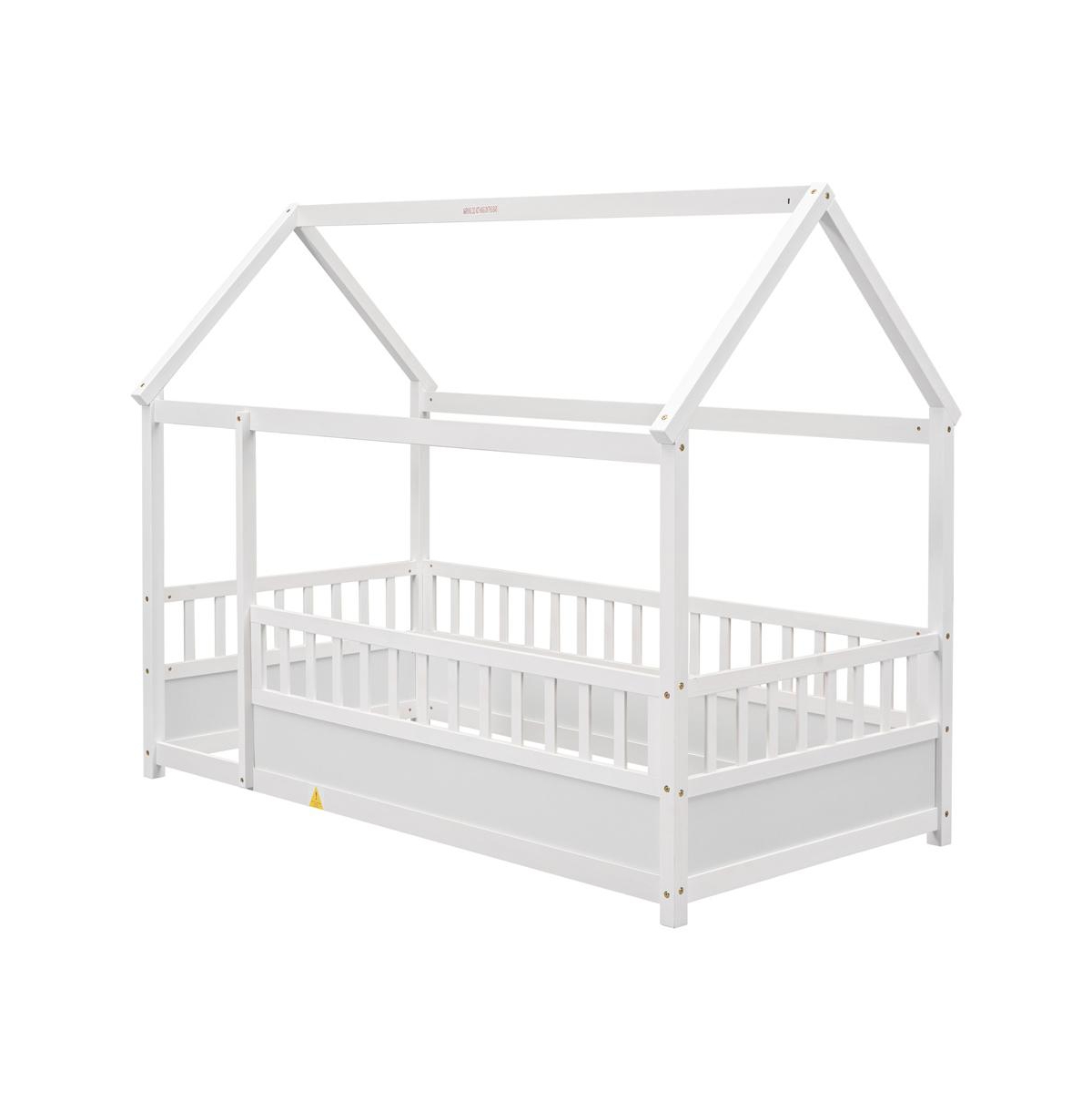 Click here for Cesicia Kids Wooden House Floor Bed with Roof & Fe... prices