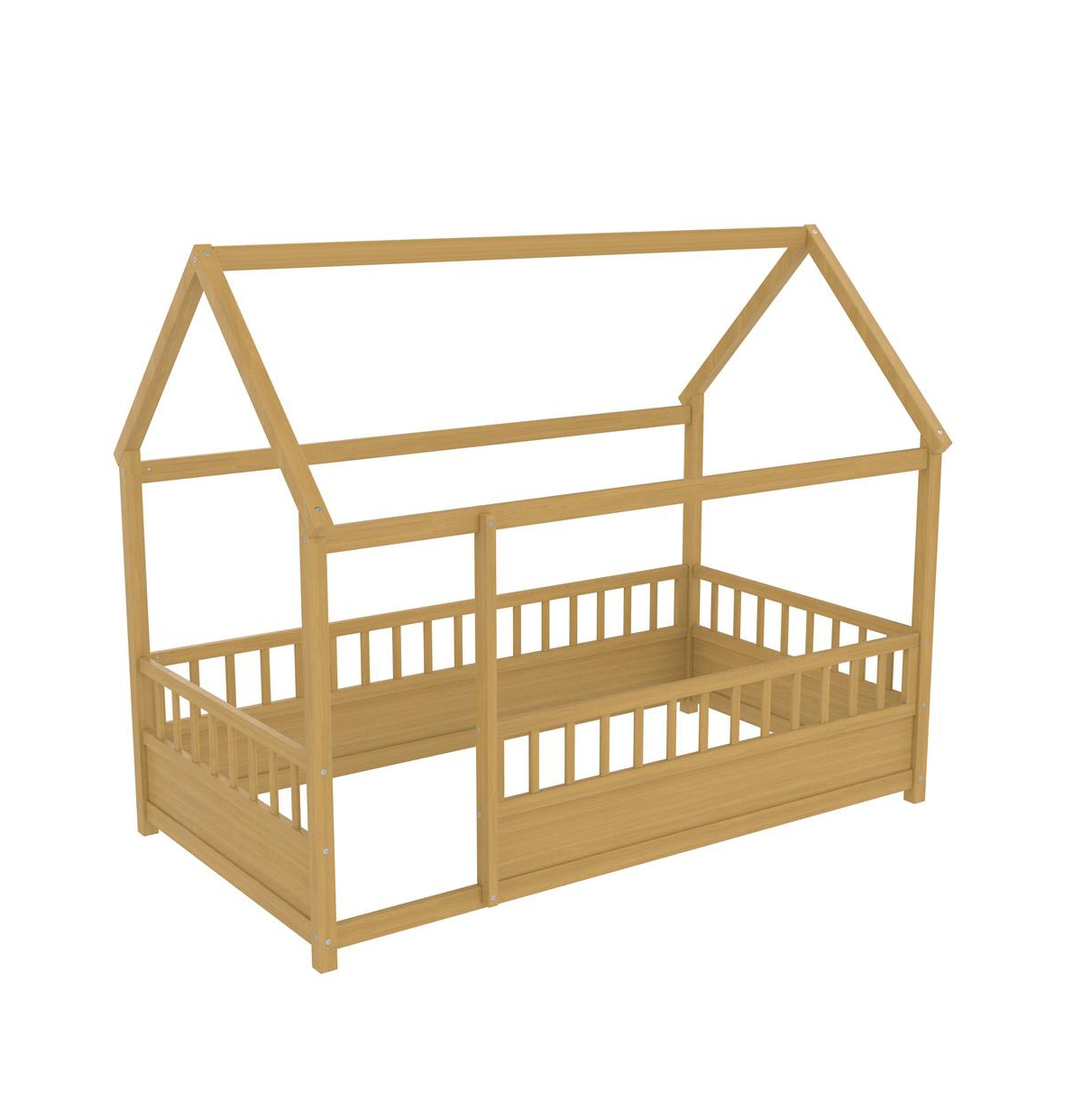 Click here for Cesicia Kids Wooden House Floor Bed with Roof & Fe... prices