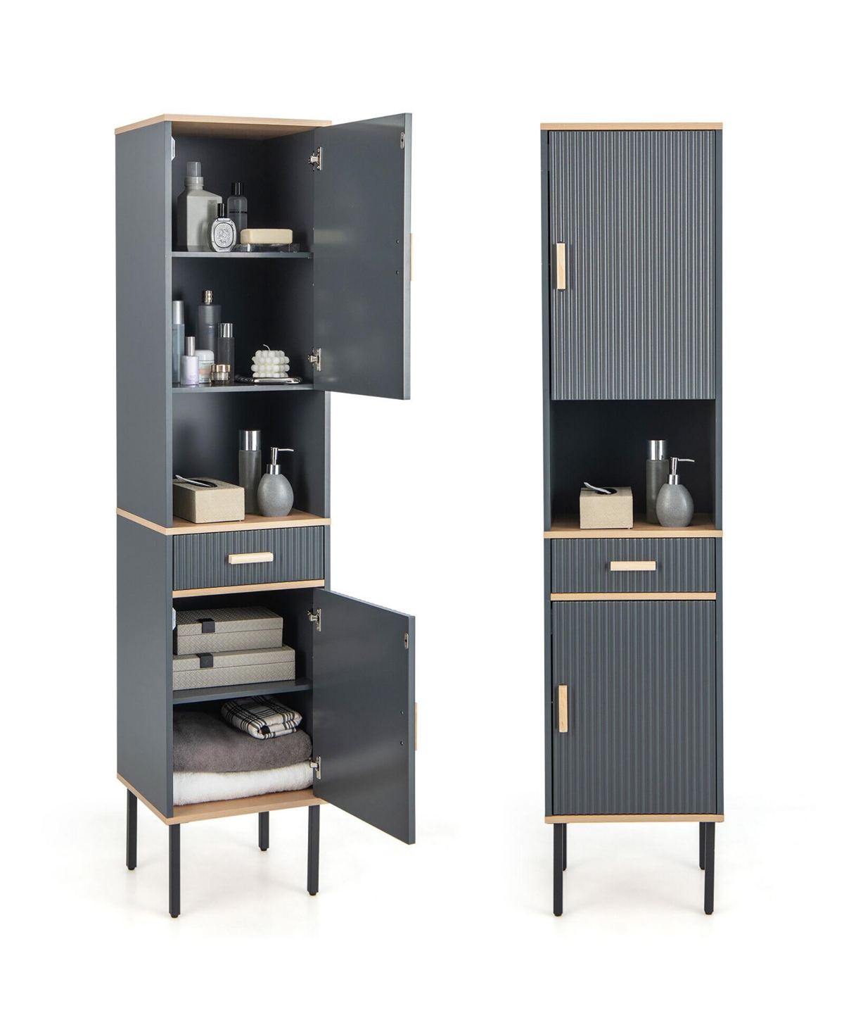 Click here for Gymax Tall Bathroom Storage Cabinet Freestanding N... prices
