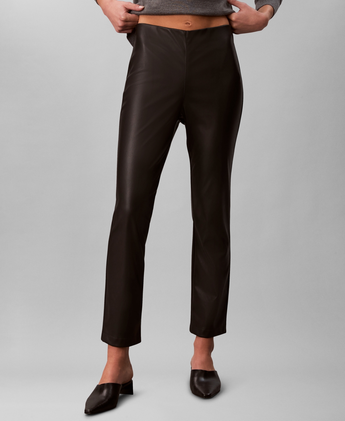Click here for Calvin Klein Womens High Rise Slim Fit Textured Le... prices
