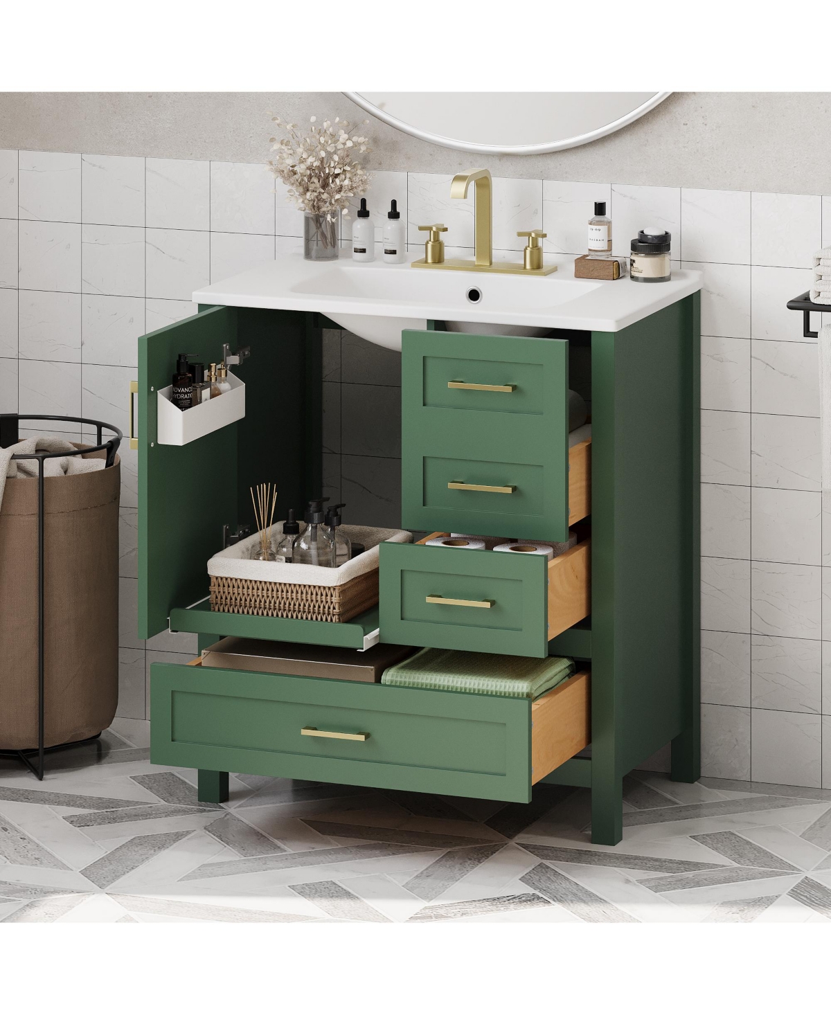 Click here for Lovmor 30inch Green Bathroom Vanity with Sink Comb... prices