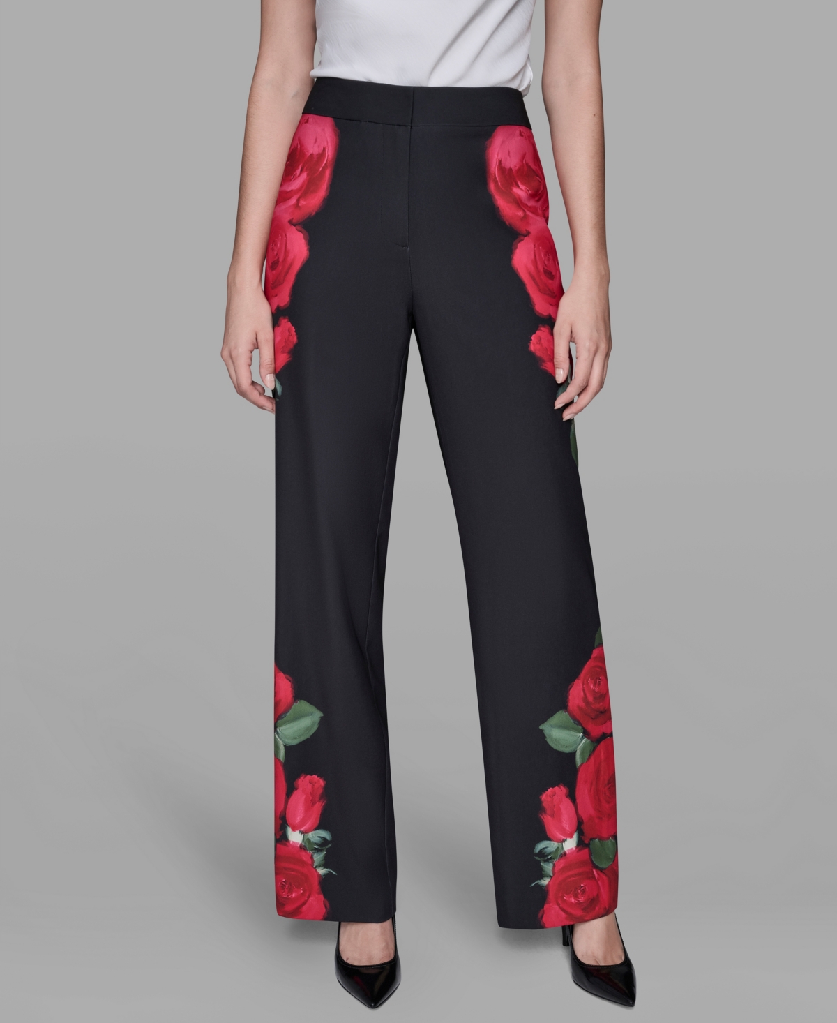 Click here for Karl Lagerfeld Paris Womens Floral Print Pants - B... prices
