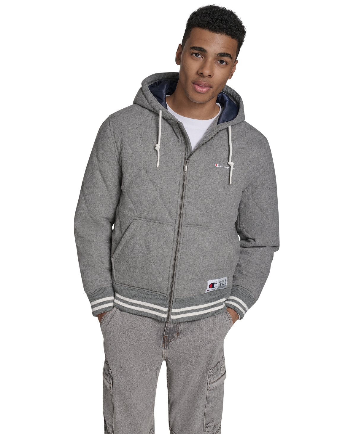 Click here for Champion Mens Wool Blend Quilted Jacket - Gray prices